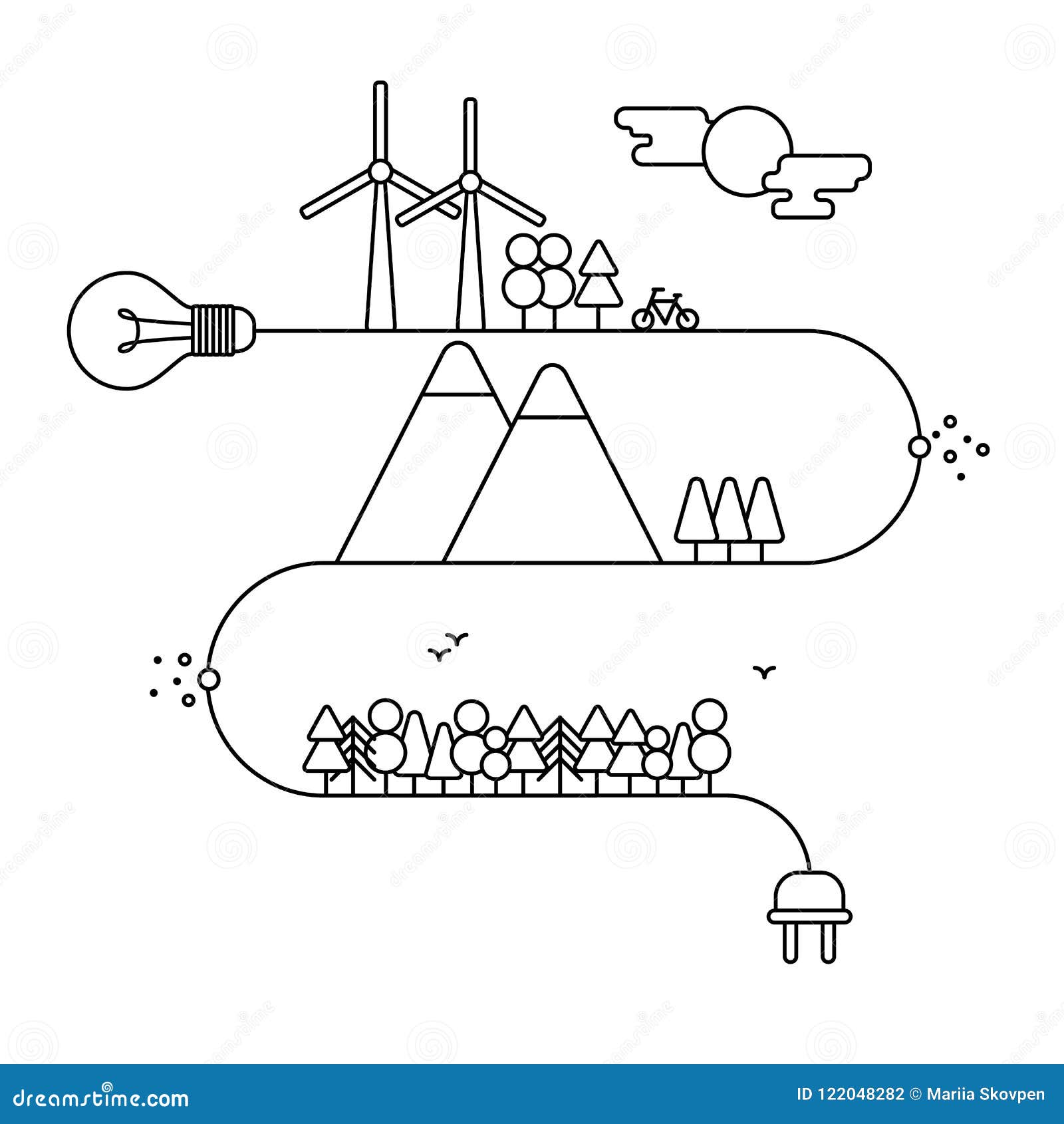 Infographic Design Elements In Linear Style, Energy Illustration ...
