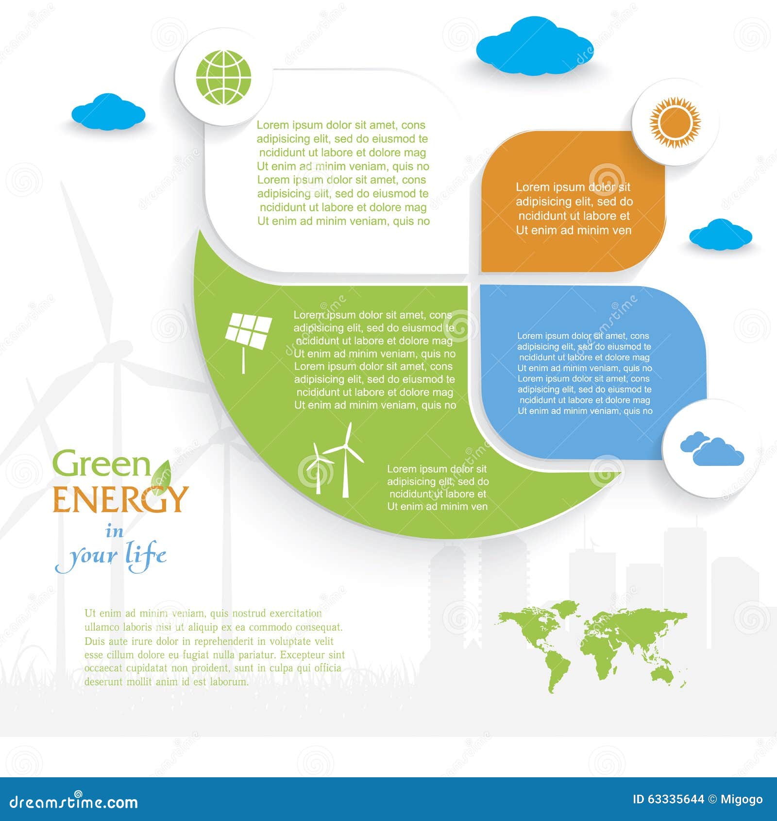 Infographic Design, Green Energy Concept. Stock Vector - Illustration ...