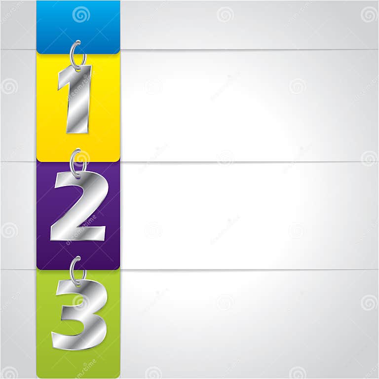 Infographic Design with Hanging Metallic Numbers Stock Vector ...