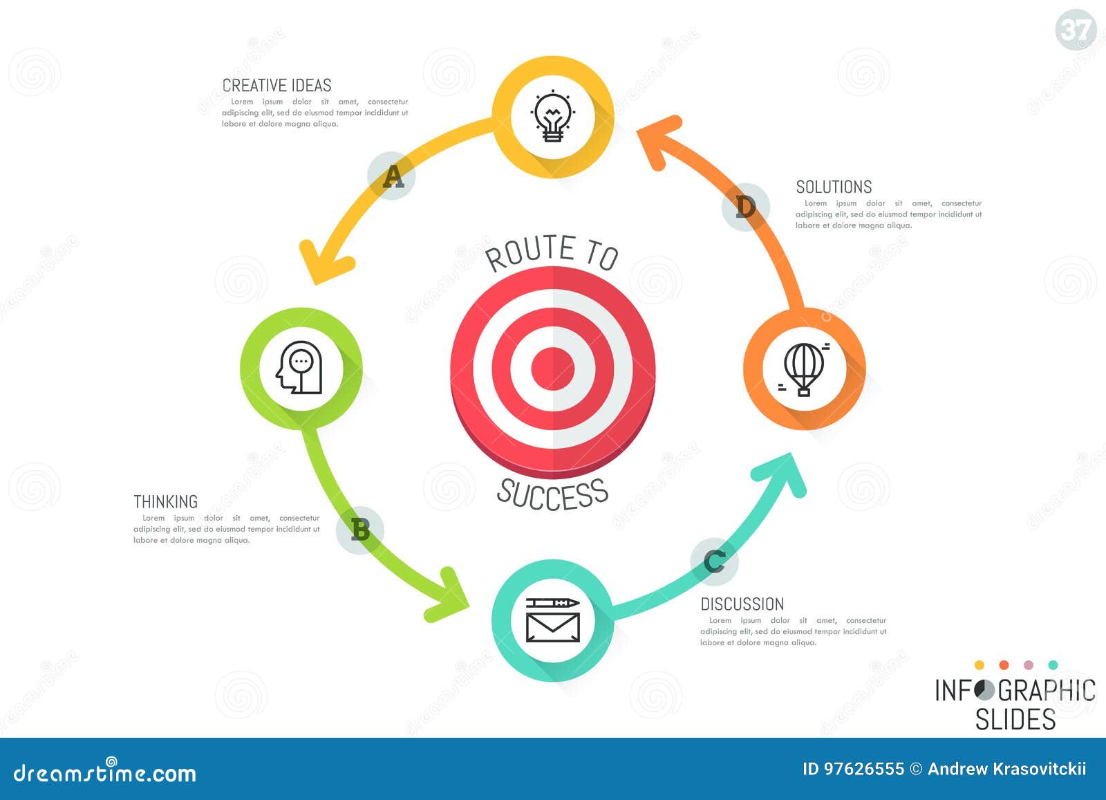 Infographic Design Layout. Circular Diagram with Four Round Colorful ...