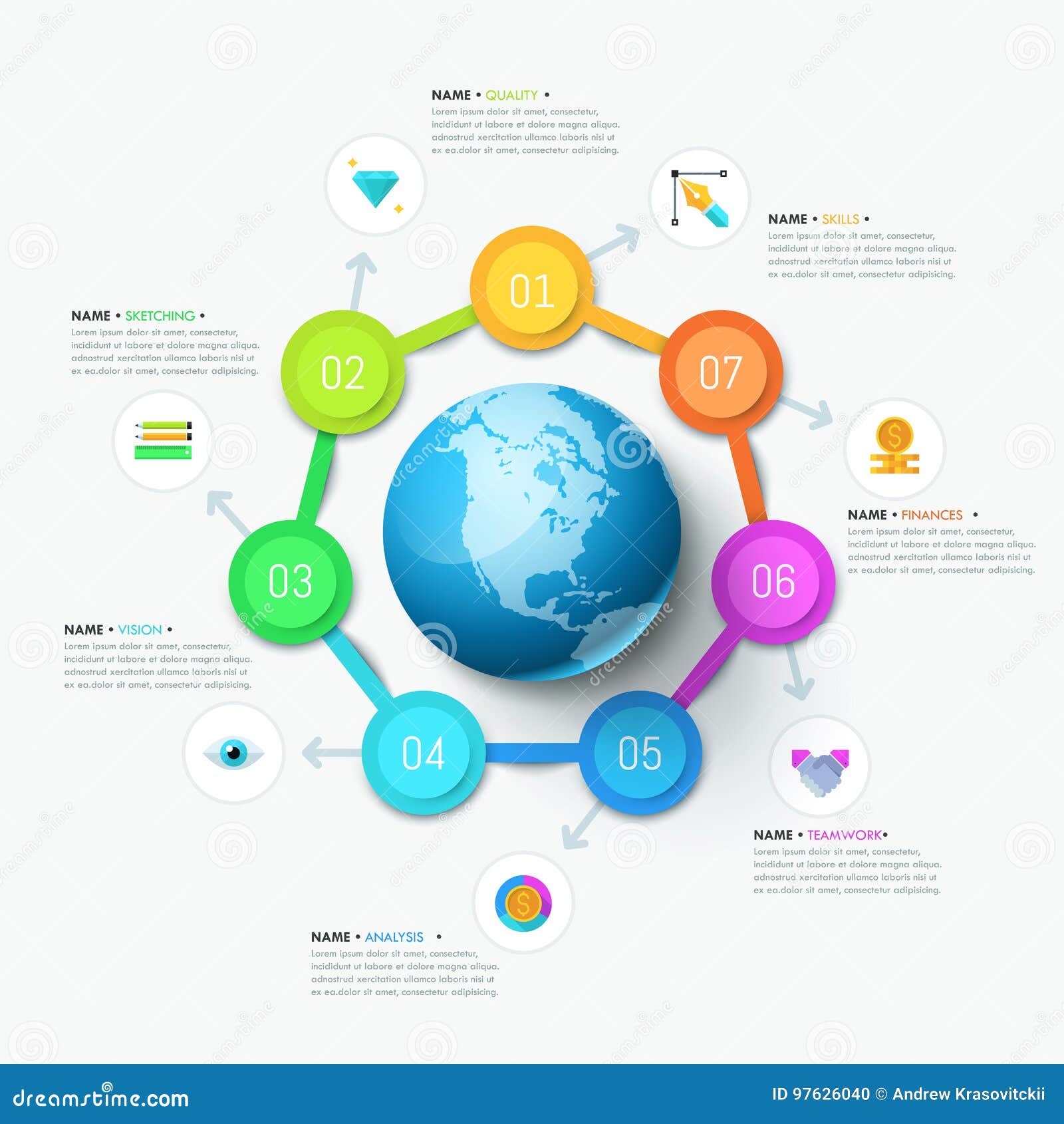 Infographic Design Layout. Round Diagram with 7 Circular Elements Stock ...
