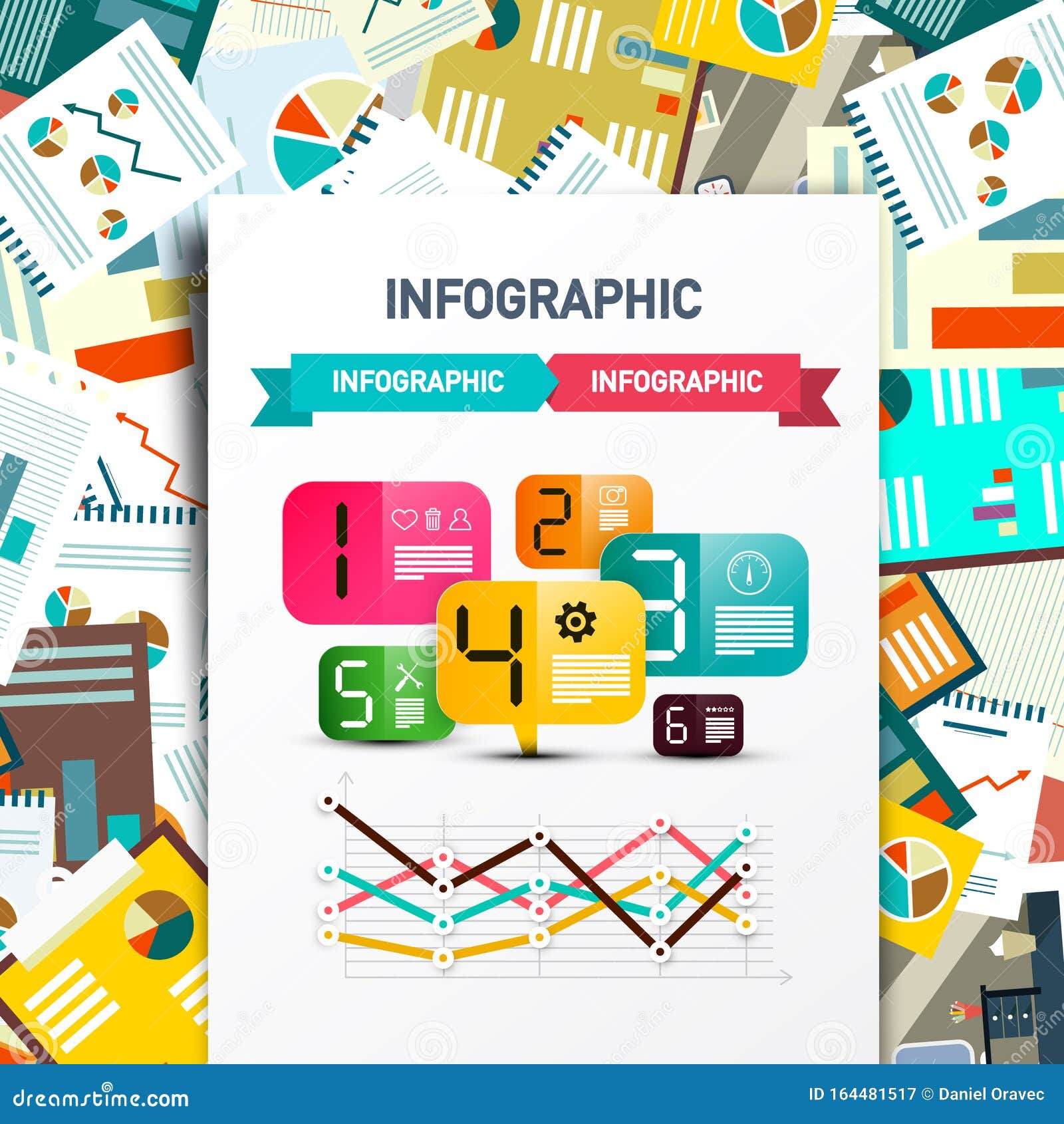 Infographic Design on Paper with Paperwork Background Stock Vector ...
