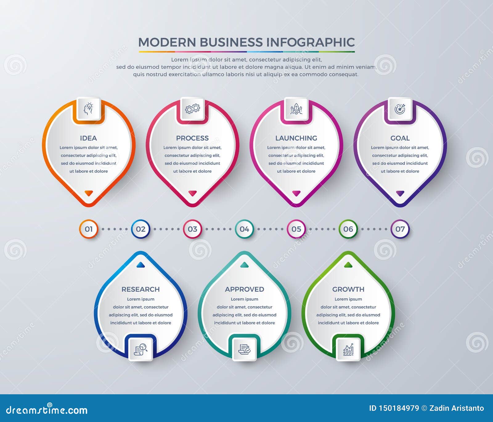 Infographic Design With 7 Process Or Steps. Infographic For Diagram ...
