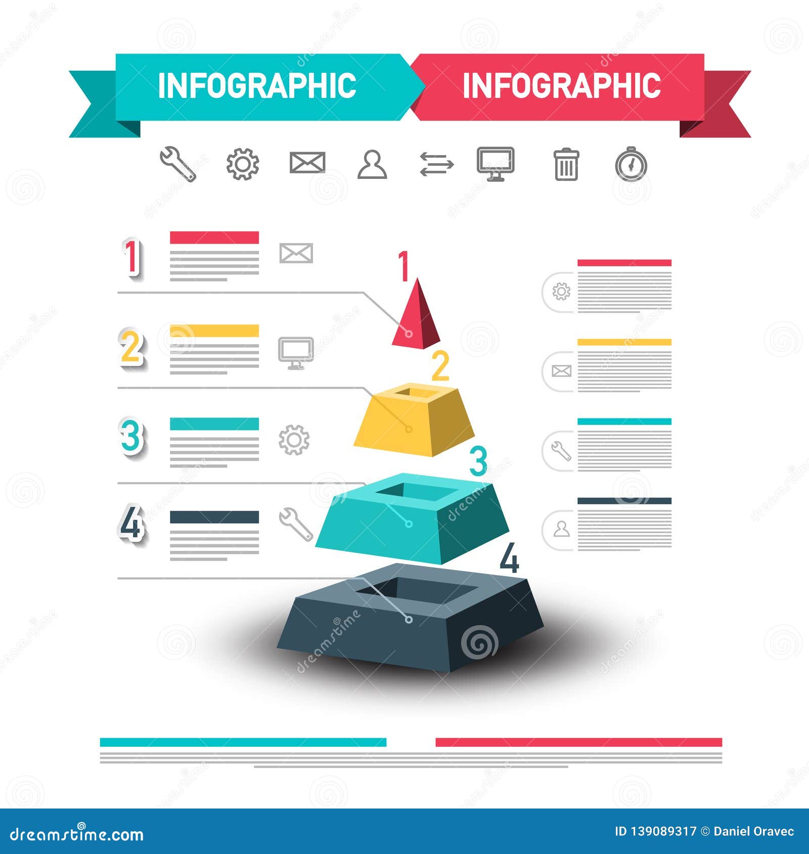 Infographic Design with Pyramid and Data Flow. Stock Vector ...