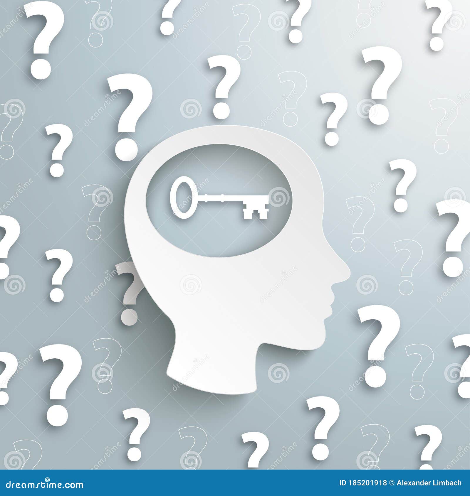 Human Head Brain Qustions Key Success Stock Vector - Illustration of ...