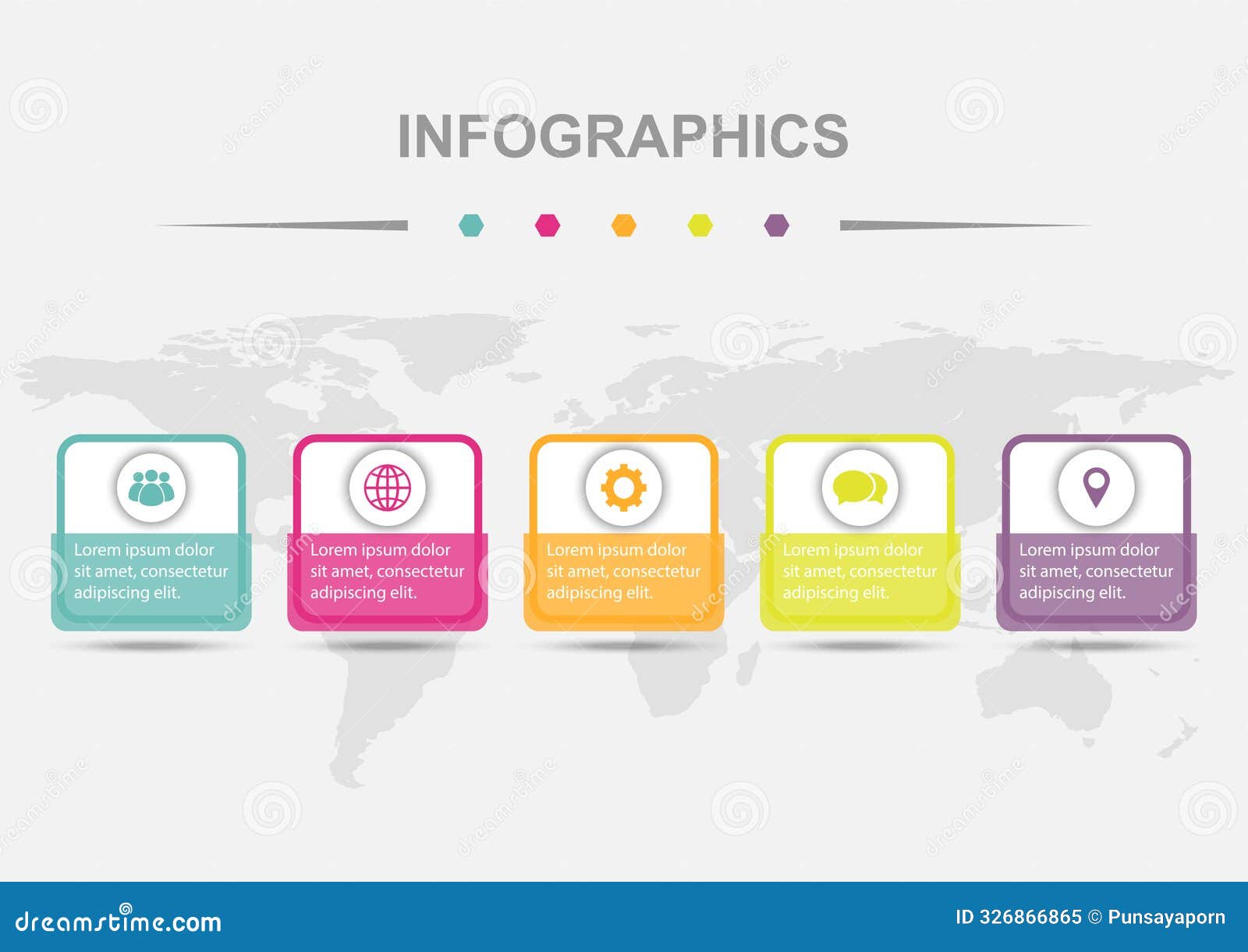 Infographic Design with 5 Rounded Rectangles Badge Template Stock ...