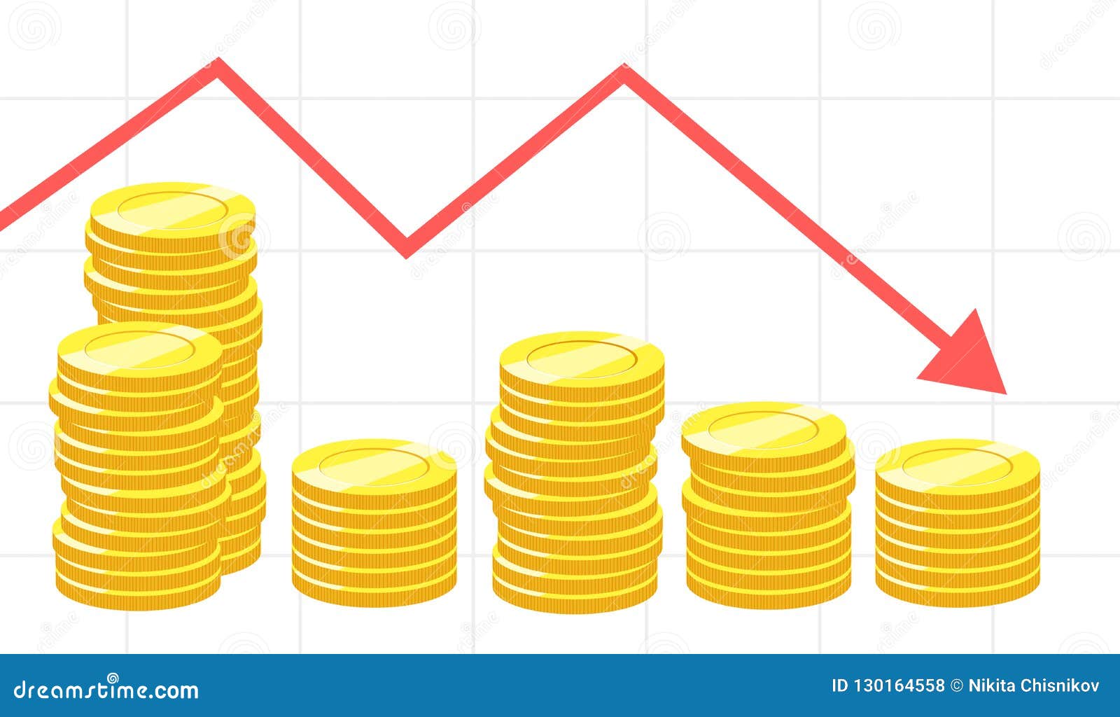 Stack of money with chart stock vector. Illustration of success - 130164558