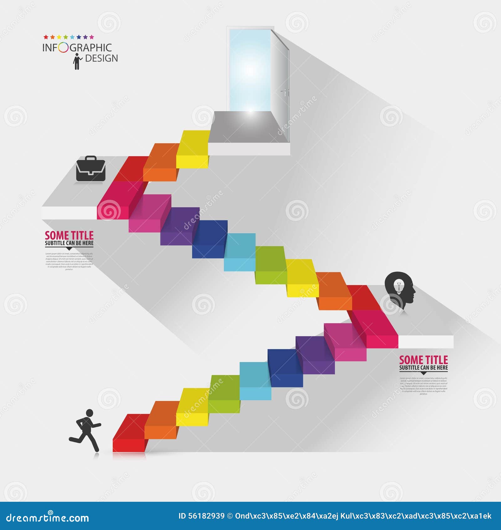 Infographic Design. Stair with Open Doors Stock Vector - Illustration ...