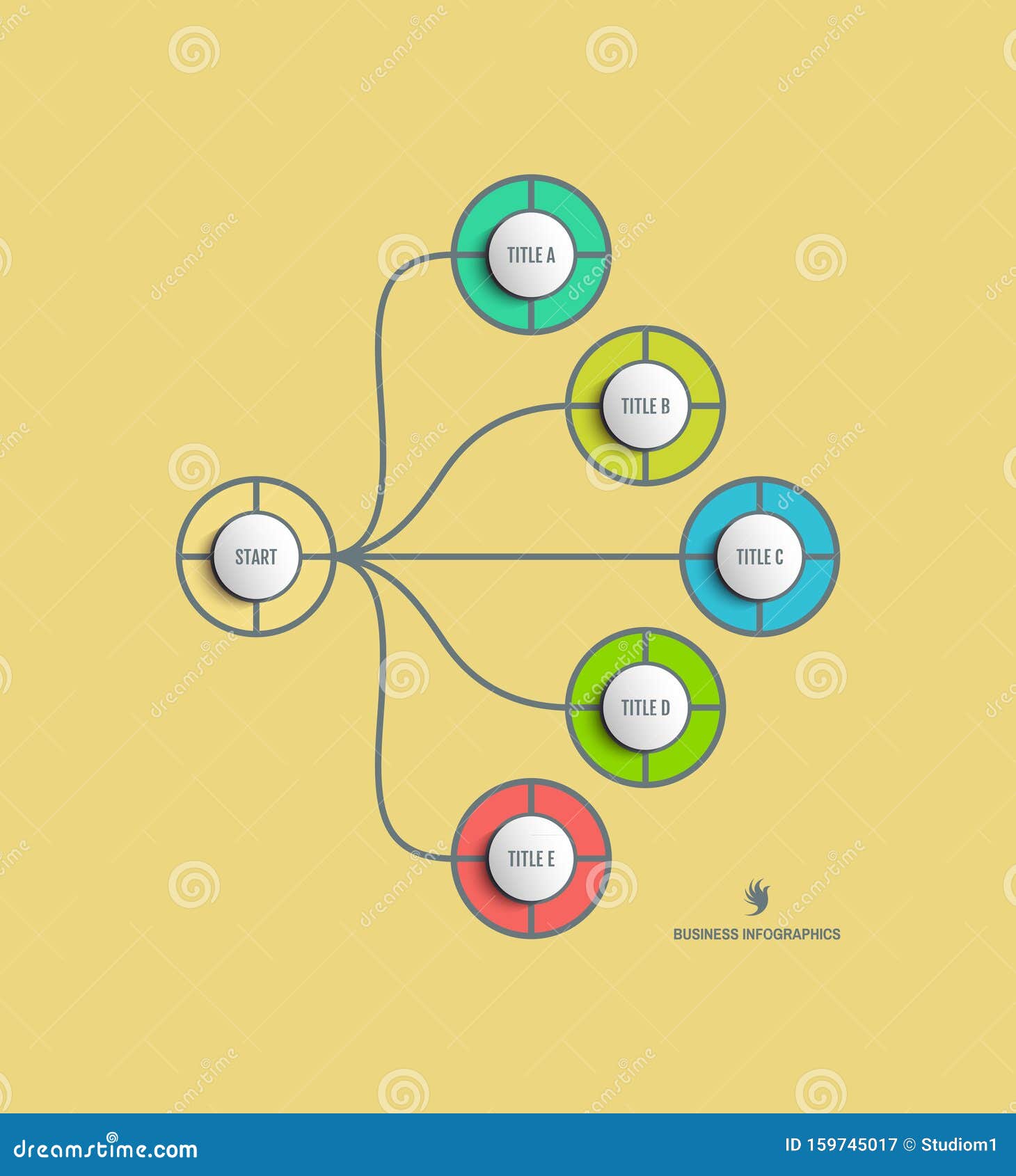 Infographic Design with 5 Steps. Goal Solution Concept. Business ...