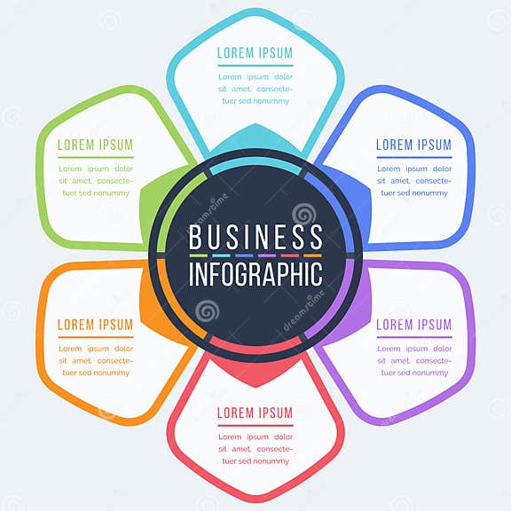 Infographic Design 6 Steps, Objects, Elements or Options Business Info ...