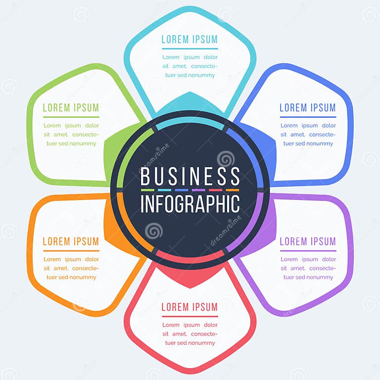 Infographic Design 6 Steps, Objects, Elements or Options Business Info ...