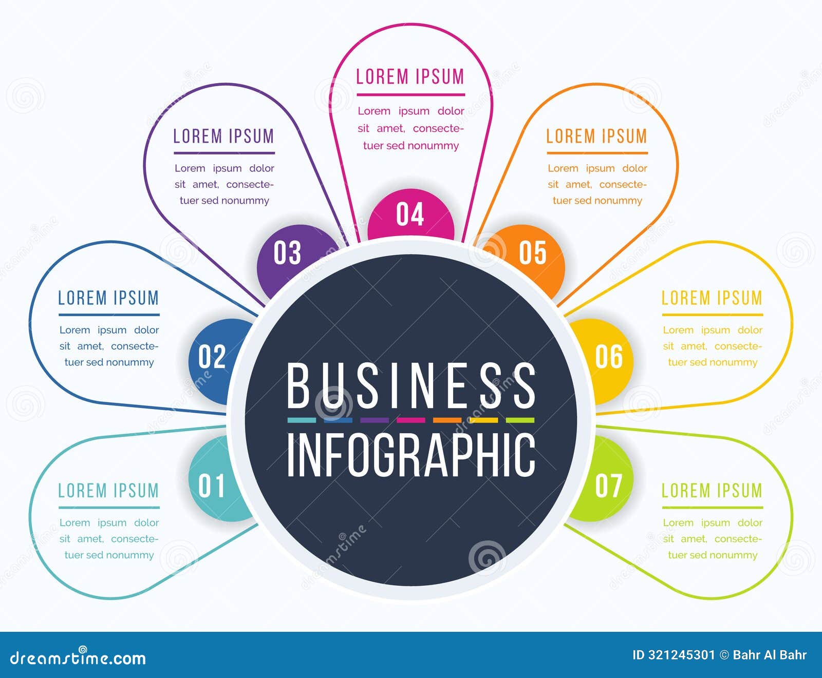 Infographic Design 7 Steps, Objects, Elements or Options Business ...
