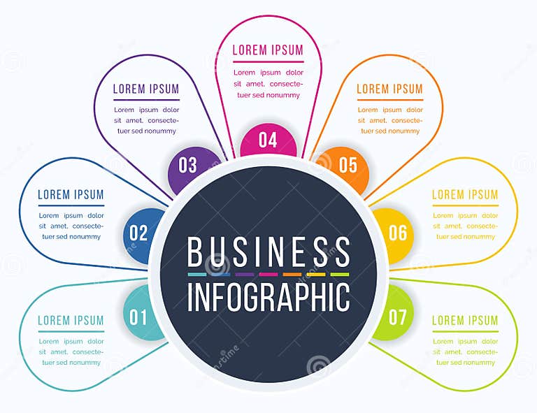 Infographic Design 7 Steps, Objects, Elements or Options Business ...