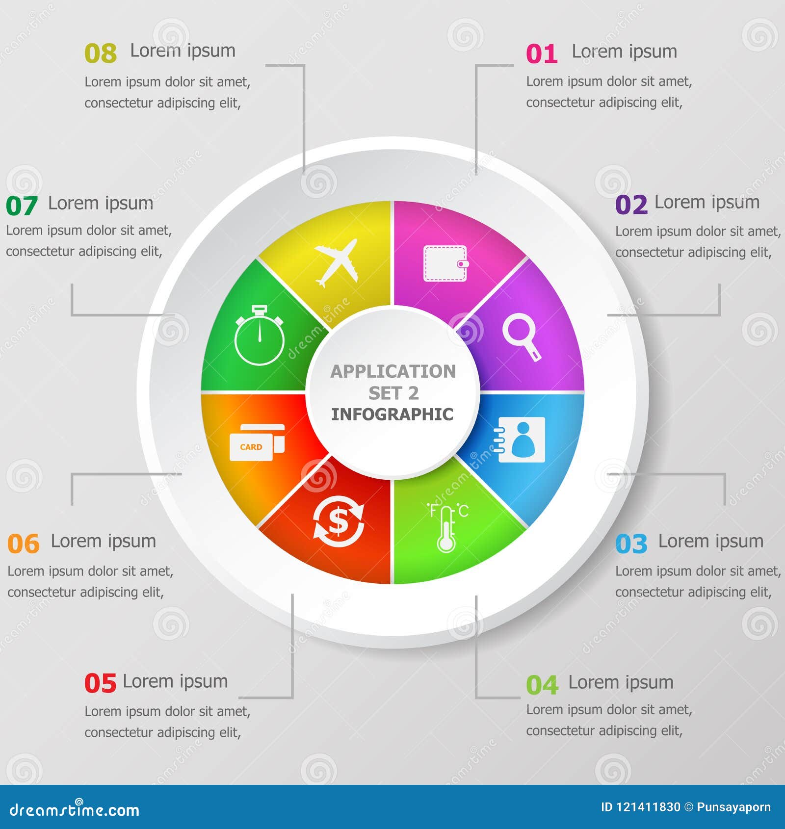 Infographic Design Template with Application Icons Set 2 Stock Vector ...