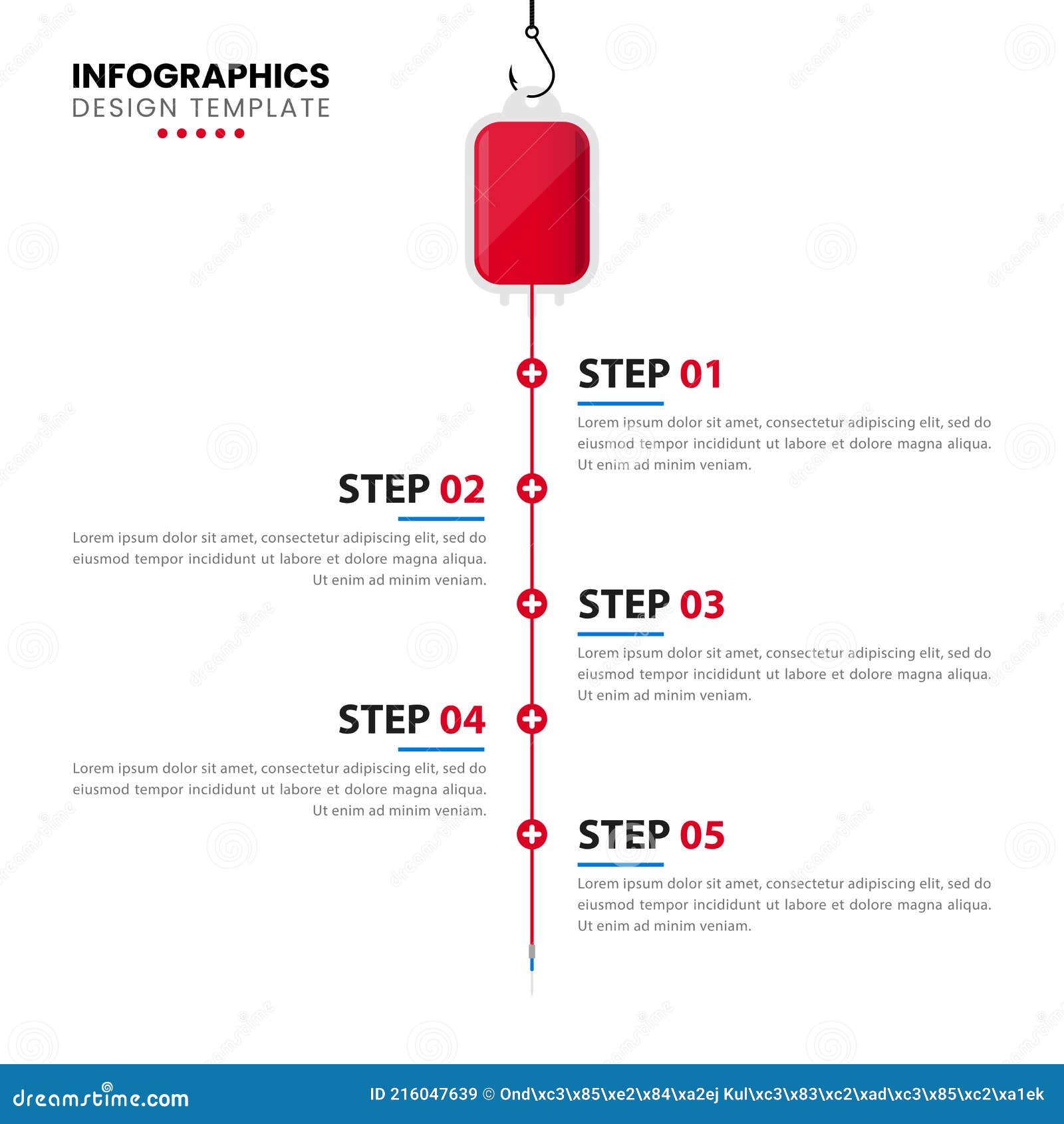 Infographic Design Template. Blood Donation Concept with 5 Steps Stock ...