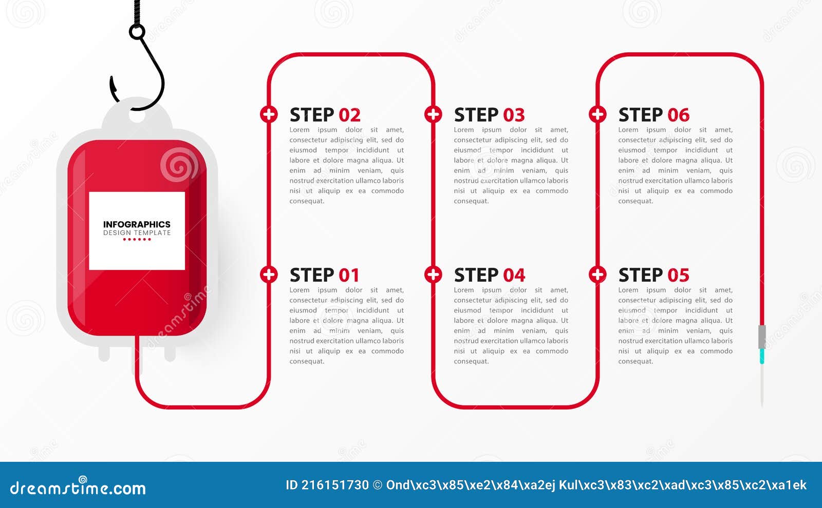 Infographic Design Template. Blood Donation Concept with 6 Steps Stock ...