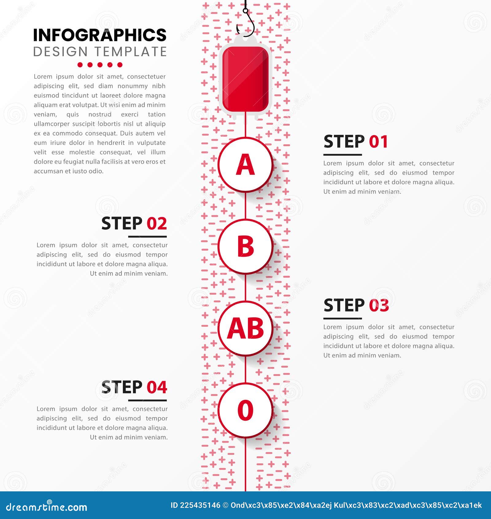 Infographic Design Template. Blood Donation Concept with 4 Steps Stock ...