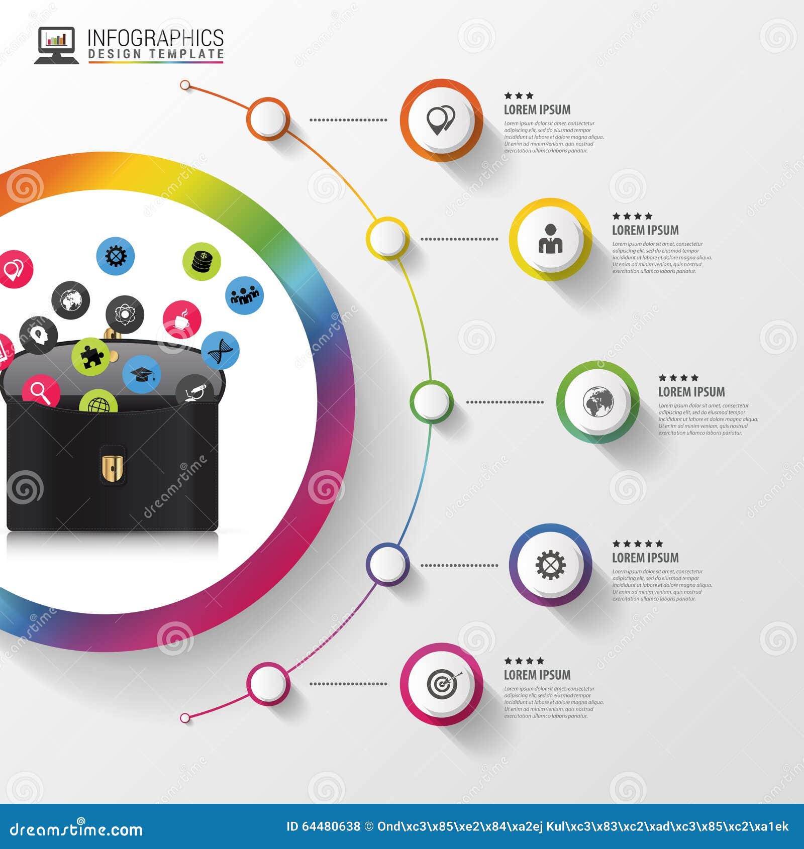 Infographic Design Template. Briefcase with Icons Stock Vector ...