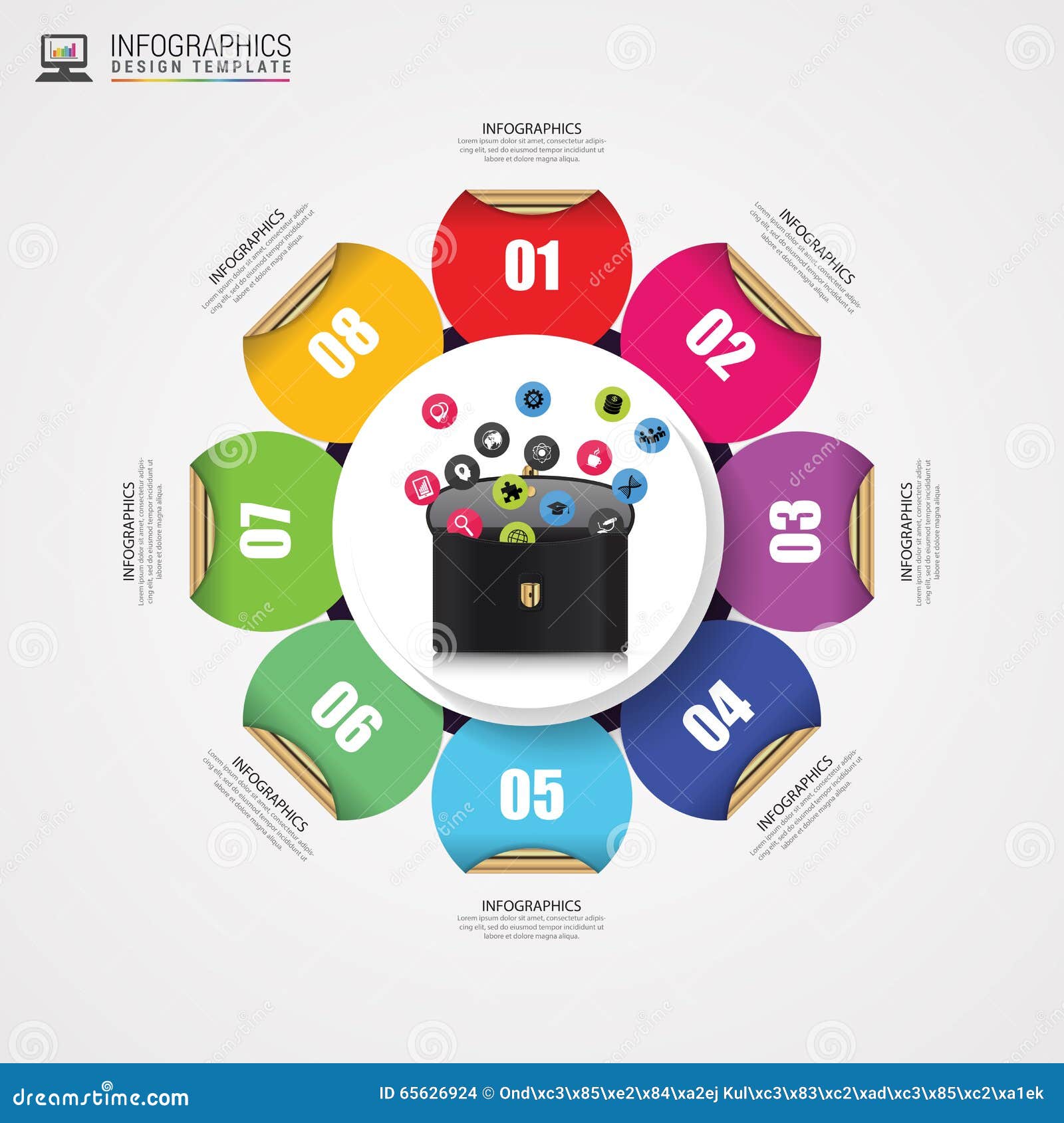 Infographic Design Template. Briefcase with Icons Stock Vector ...
