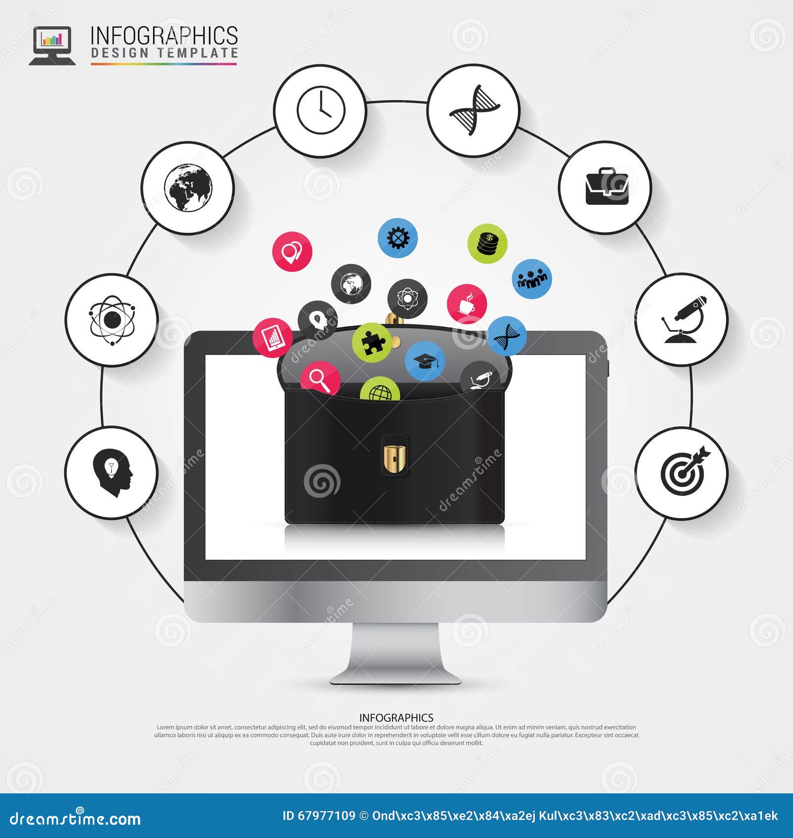 Infographic Design Template. Briefcase with Icons Stock Vector ...