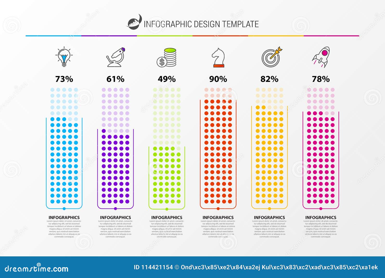 Infographic Design Template. Business Concept with 6 Columns Stock ...