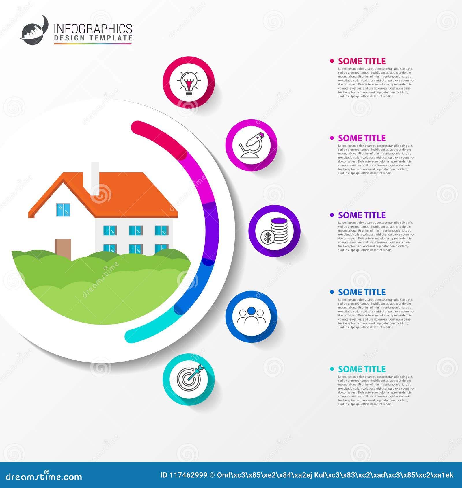 Infographic Design Template. Business Concept with House Stock Vector ...