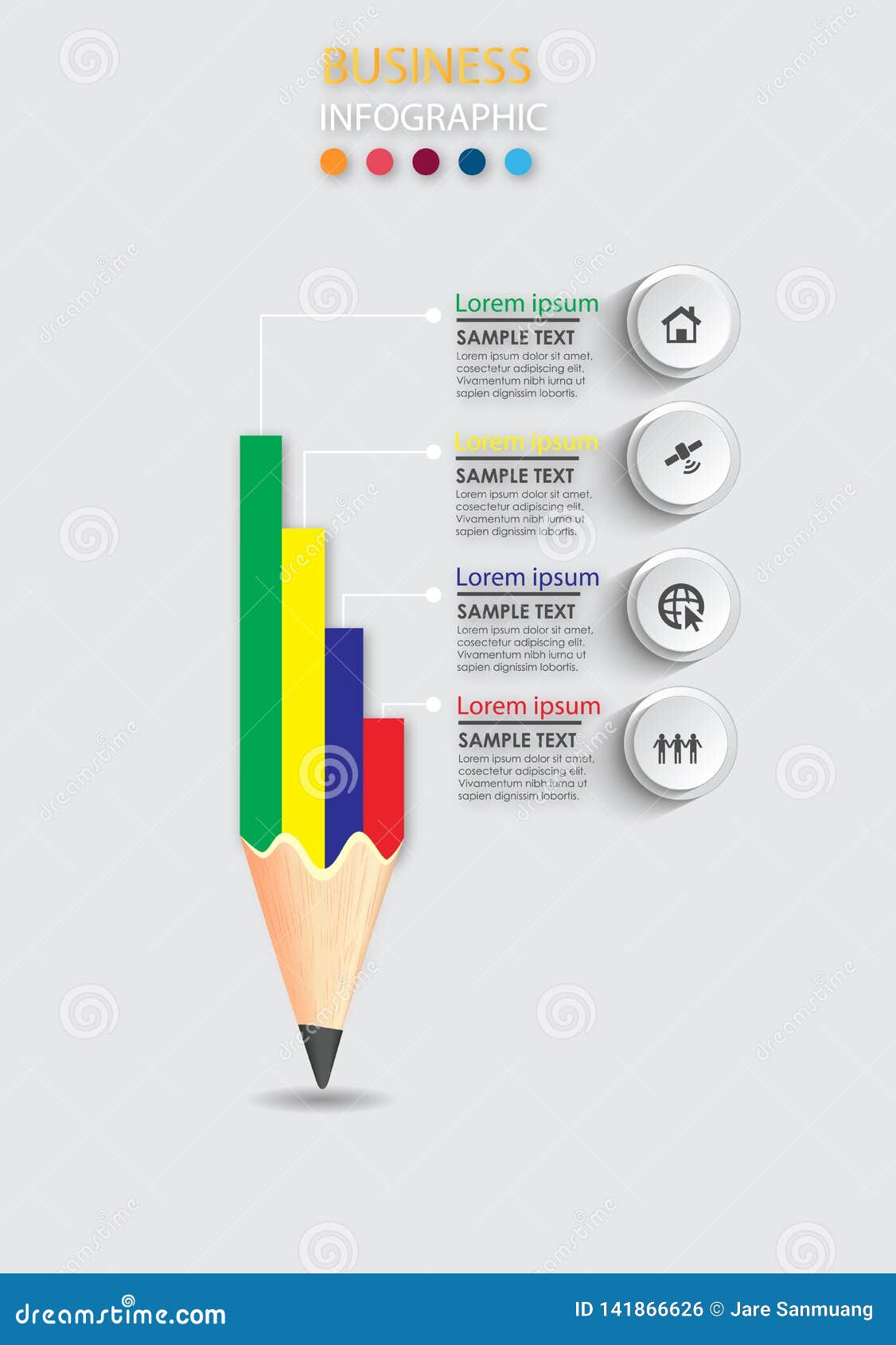 Infographic Design Template and Business Concept with Pencil Stock ...