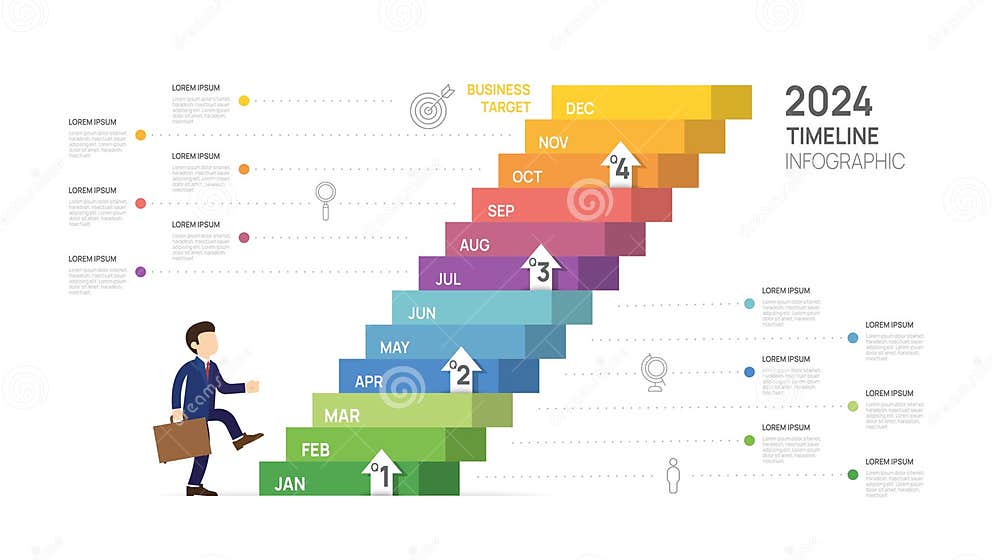 Infographic Design Template. 2024 Business Target Step Concept Stock ...