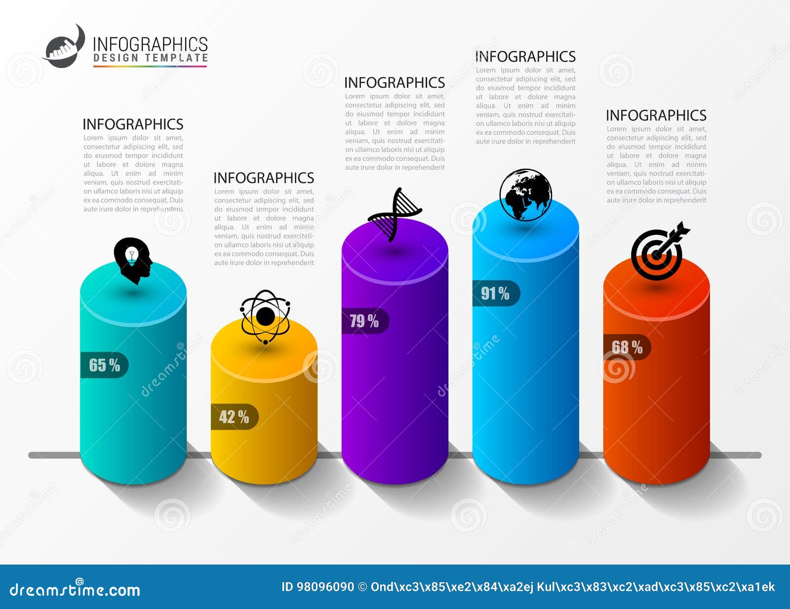 Infographic Design Template. Columns and Percents Stock Vector ...