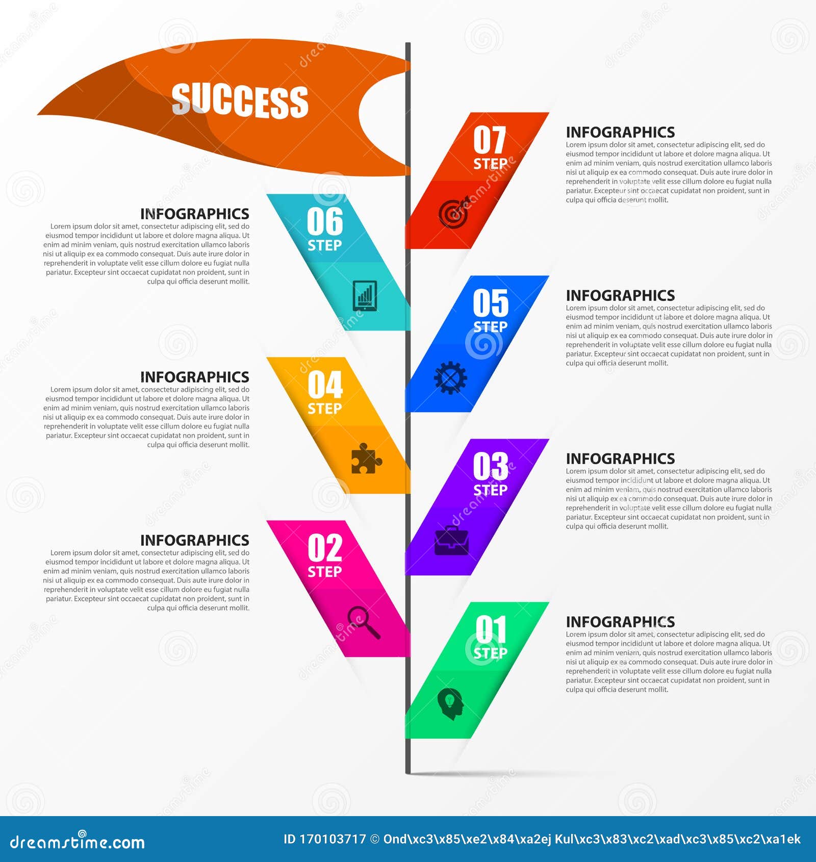 Infographic Design Template. Creative Concept with 7 Steps Stock Vector ...