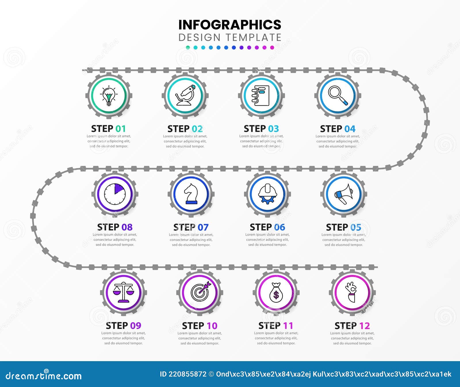 Infographic Design Template. Creative Concept with 12 Steps Stock ...