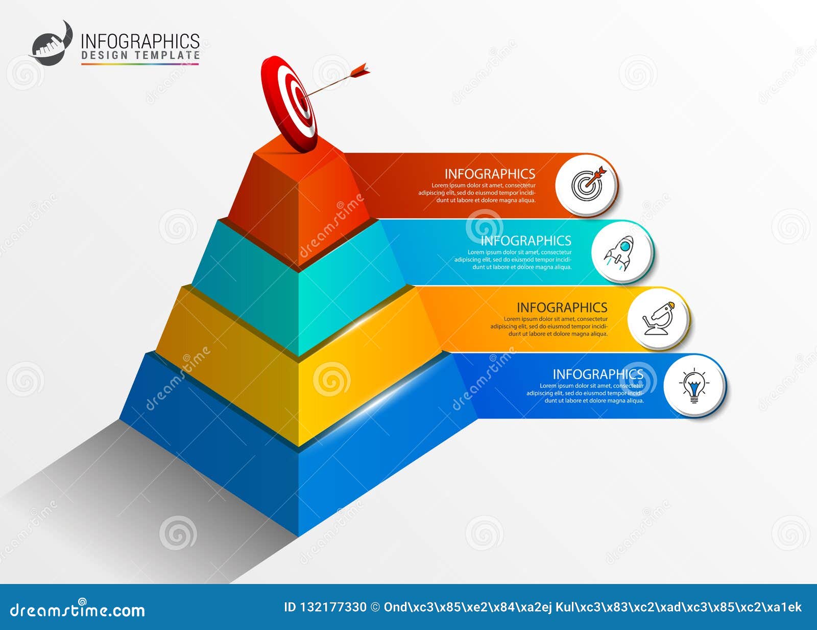 Infographic Design Template. Creative Pyramid with 4 Steps Stock Vector ...