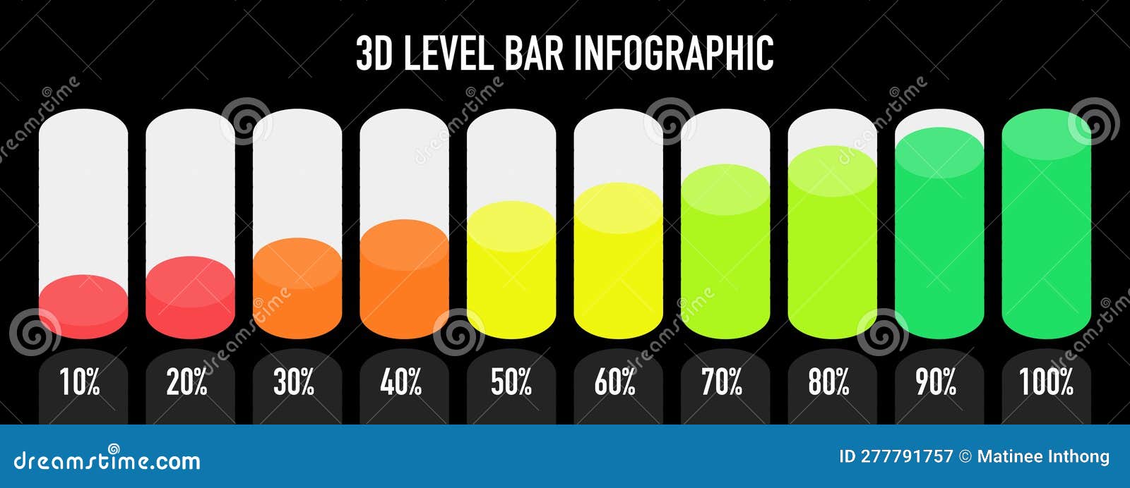 Infographic Design Template with 3D Level Bar Chart, Parts, Steps or ...
