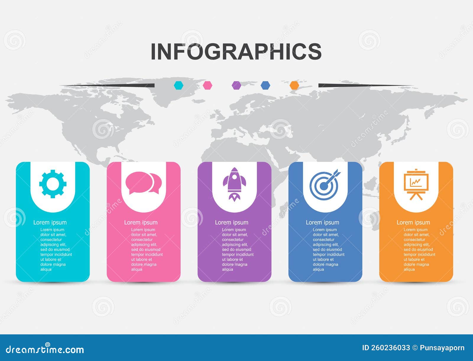 Infographic Design Template 5 Elements with Shadow Stock Vector ...
