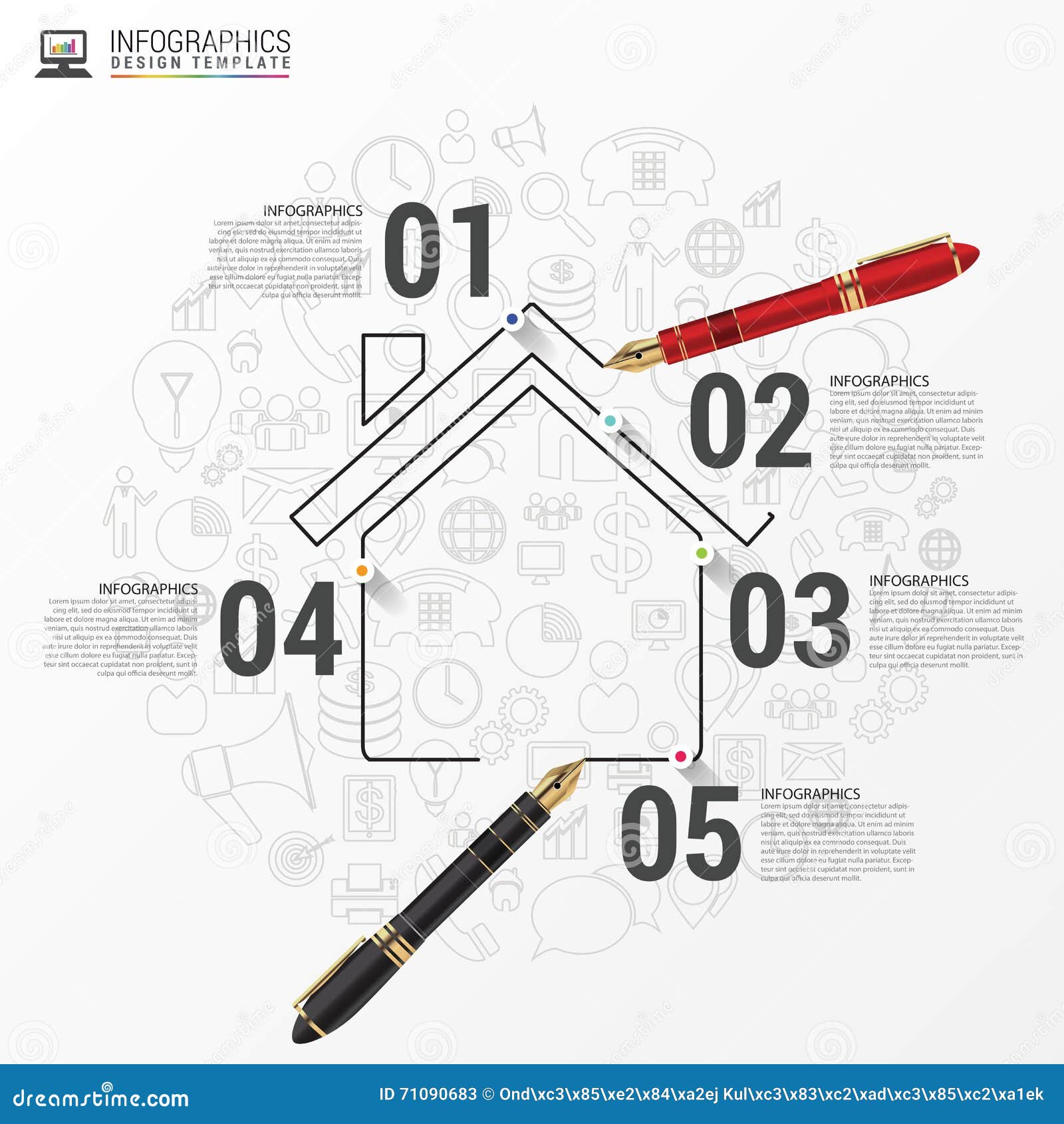 Infographic Design Template with House. Vector Stock Vector ...