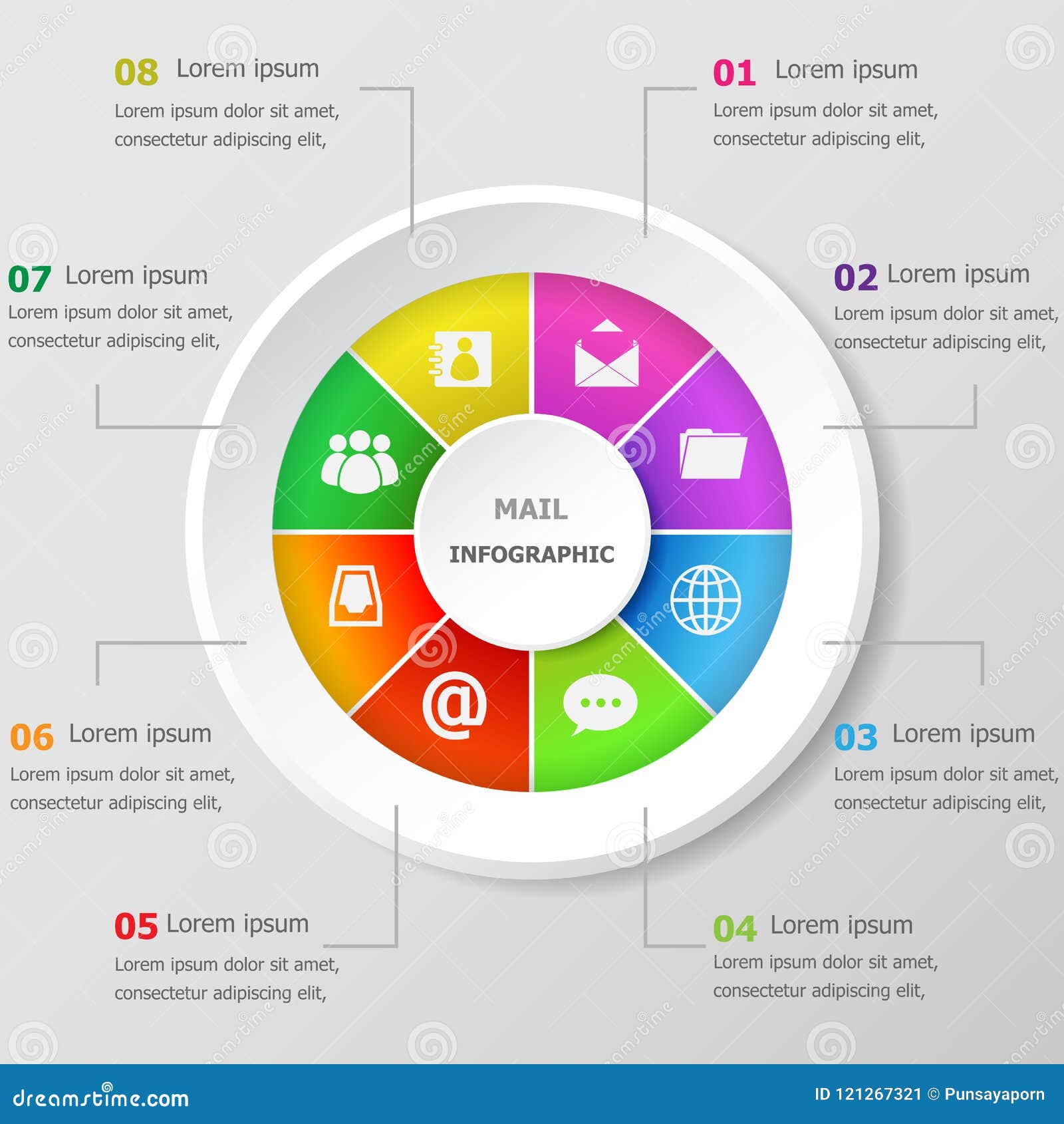 Infographic Design Template with Mail Icons Stock Vector - Illustration ...
