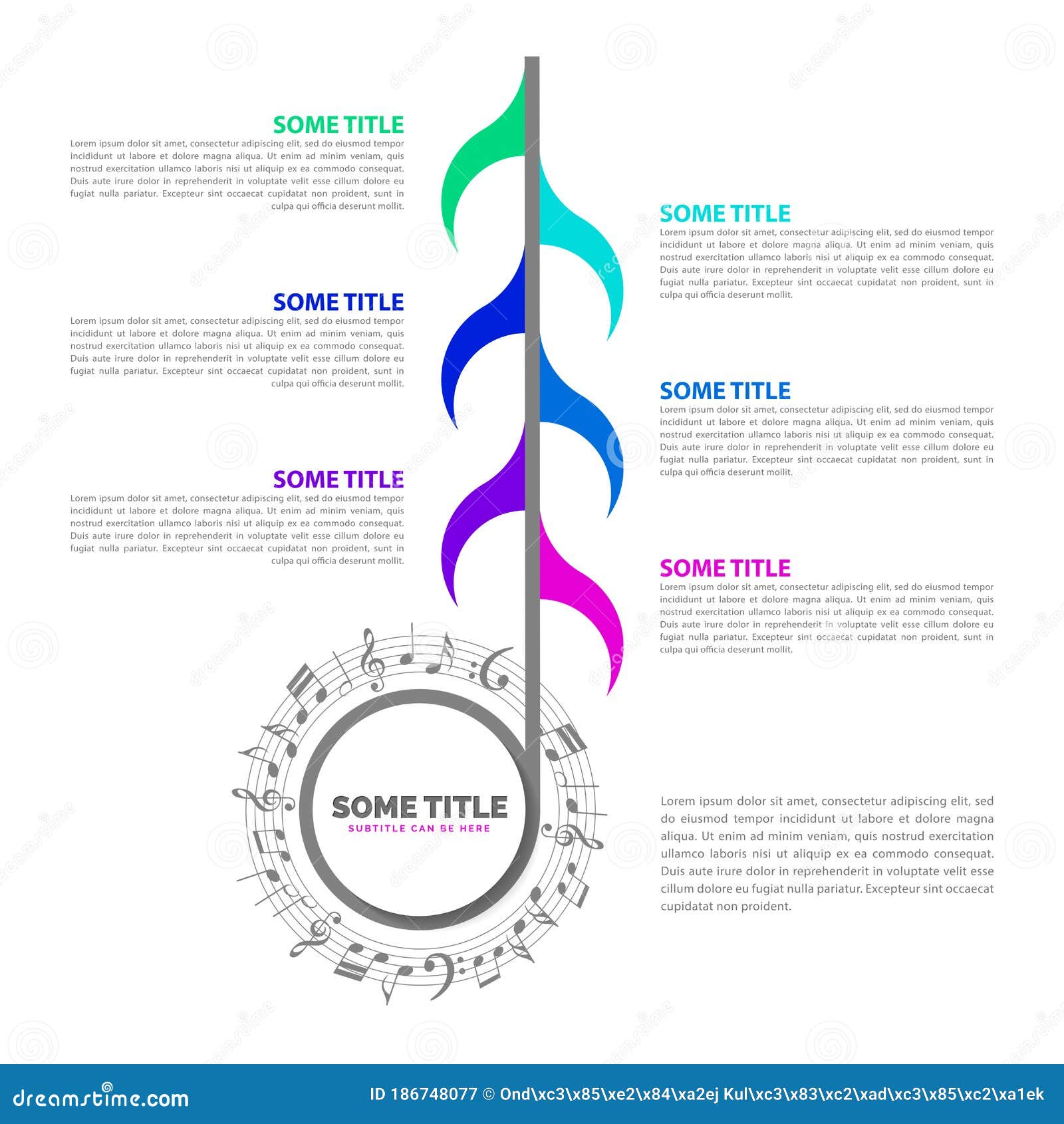 Infographic Design Template. Music Concept with 6 Steps Stock Vector ...