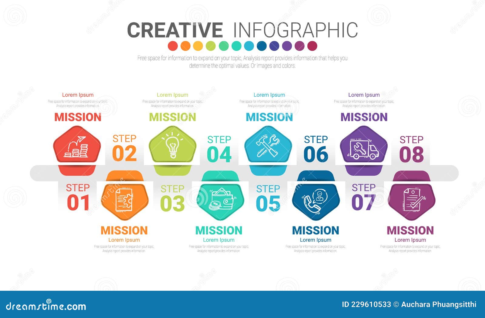 Infographic Design Template with Numbers 8 Option for Presentation ...