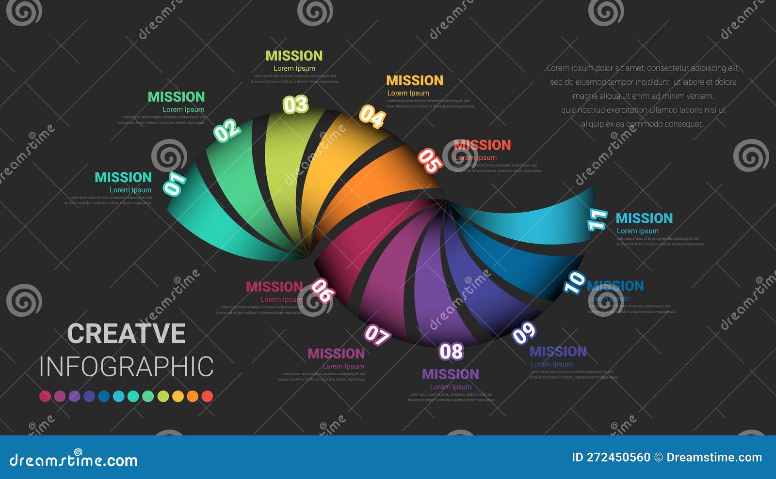 Infographic Design Template with Numbers 11 Option for Presentation ...