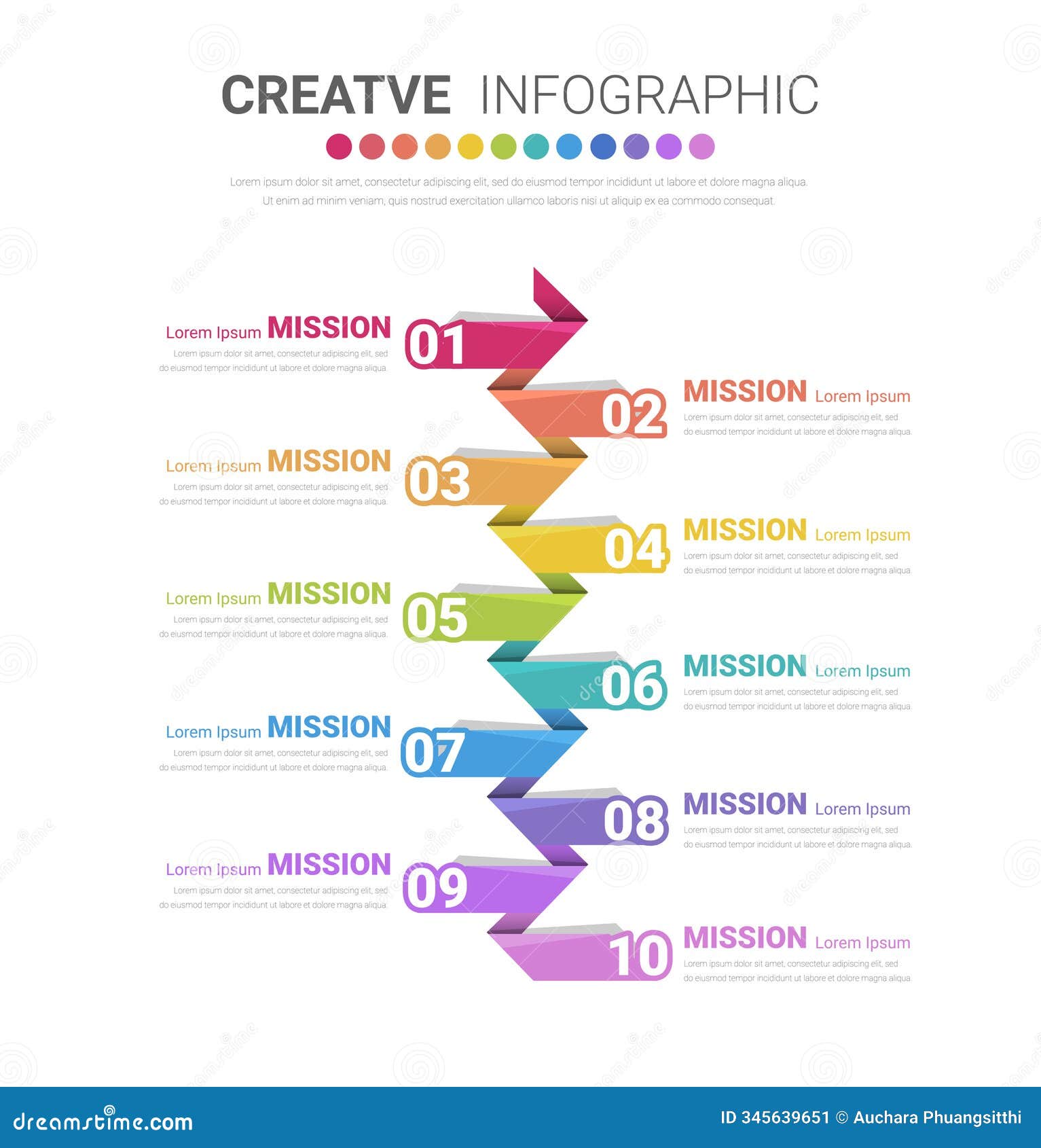 Infographic Design Template with Numbers 10 Option for Presentation ...
