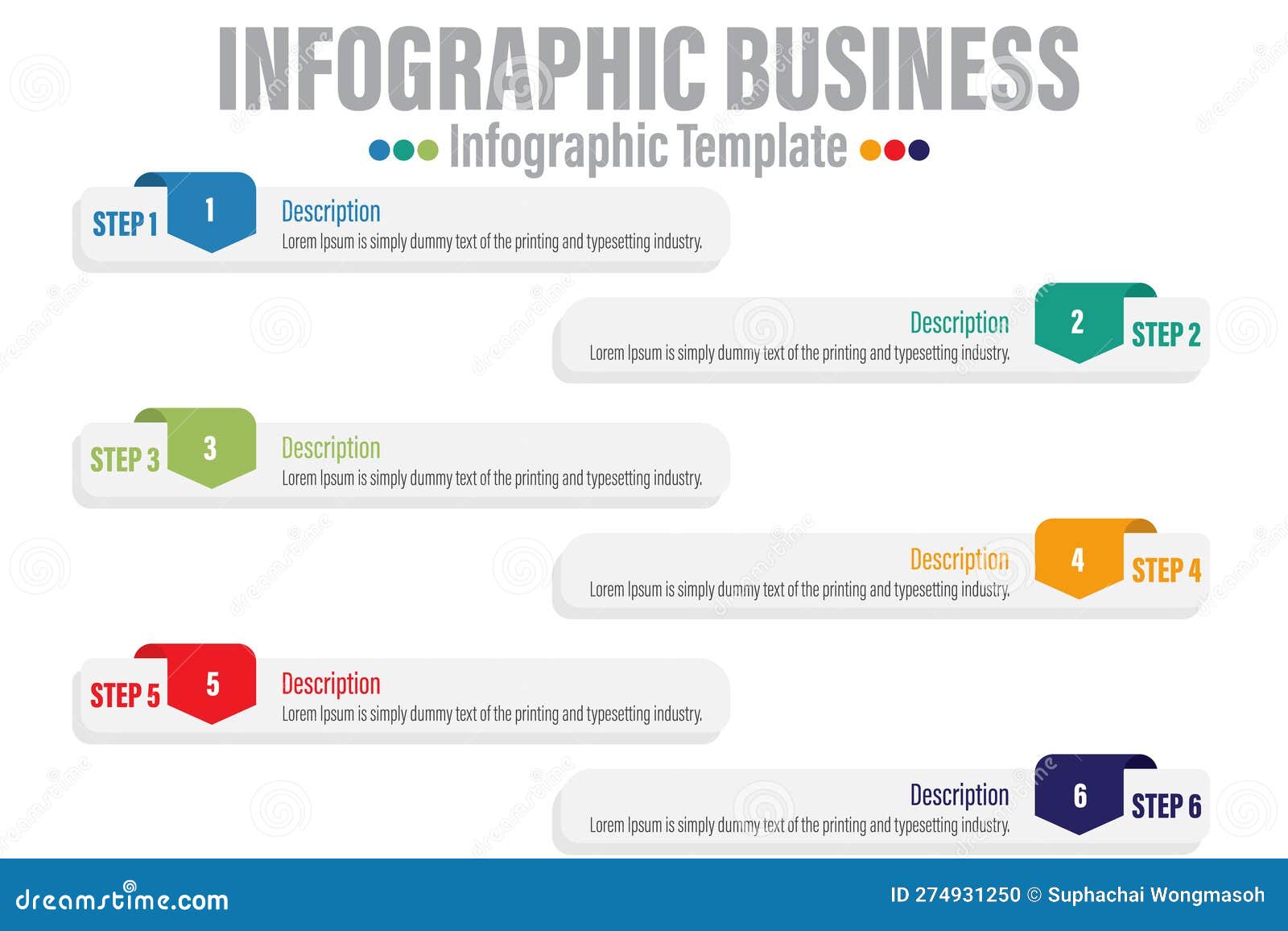 Infographic Design Template with Numbers Six 6 Steps, Six 6 Option for ...
