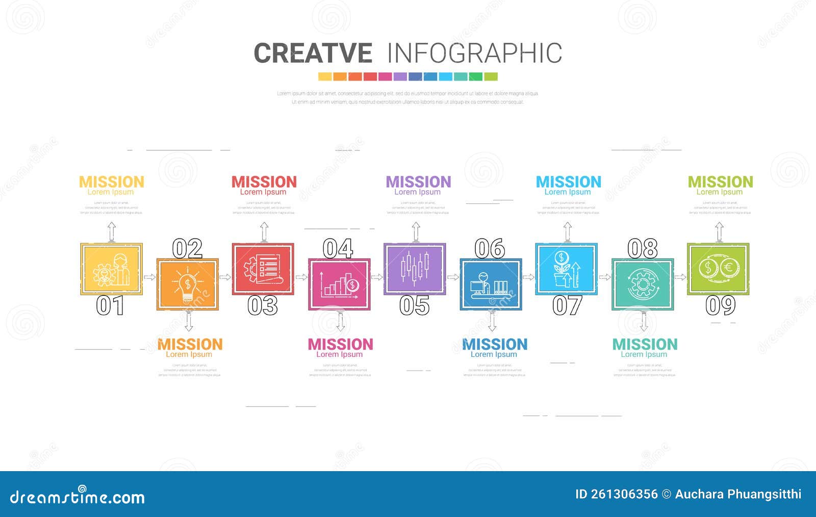 Infographic Design Template with 9 Options Stock Vector - Illustration ...