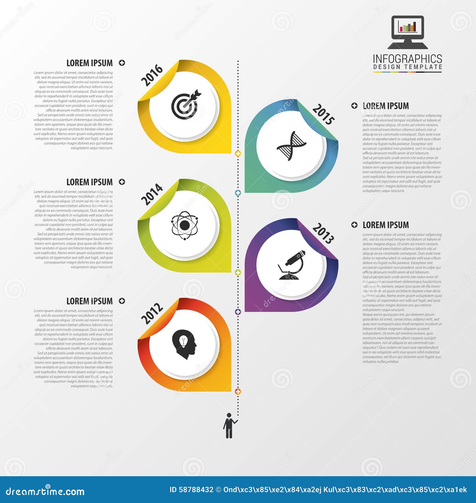 Concept Of Timeline Gears A4 Brochure Layout Cartoon Vector ...