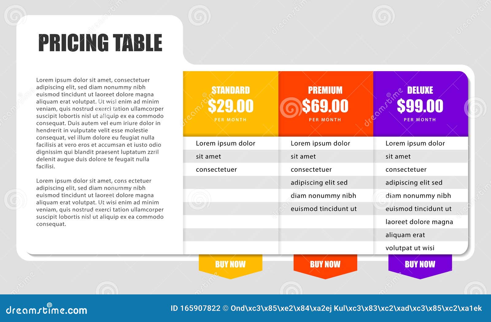Infographic Design Template. Pricing Table Concept. Vector Stock Vector ...