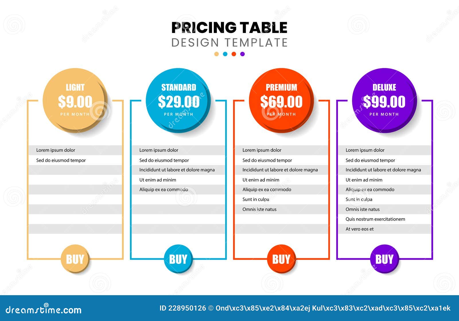 Infographic Design Template. Pricing Table Concept. Vector Stock Vector ...