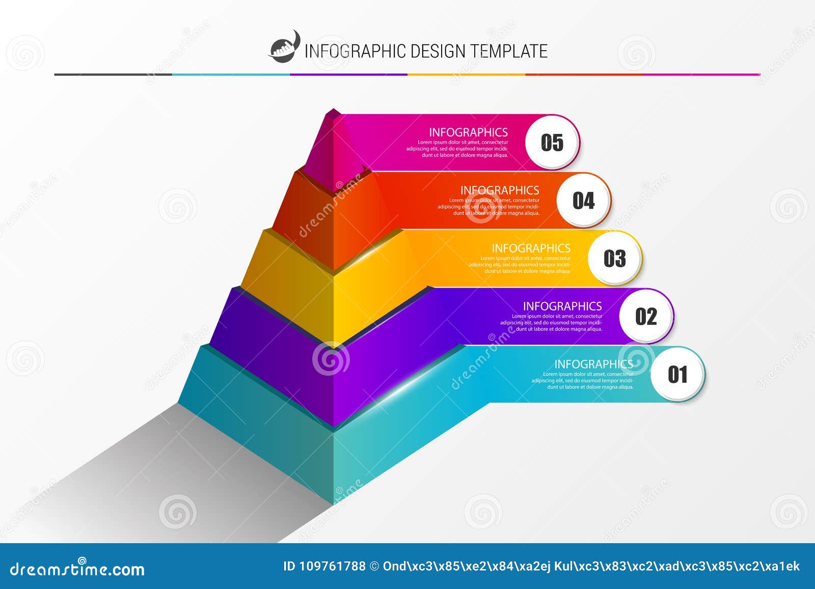 Infographic Design Template. Pyramid with 5 Steps Stock Vector ...