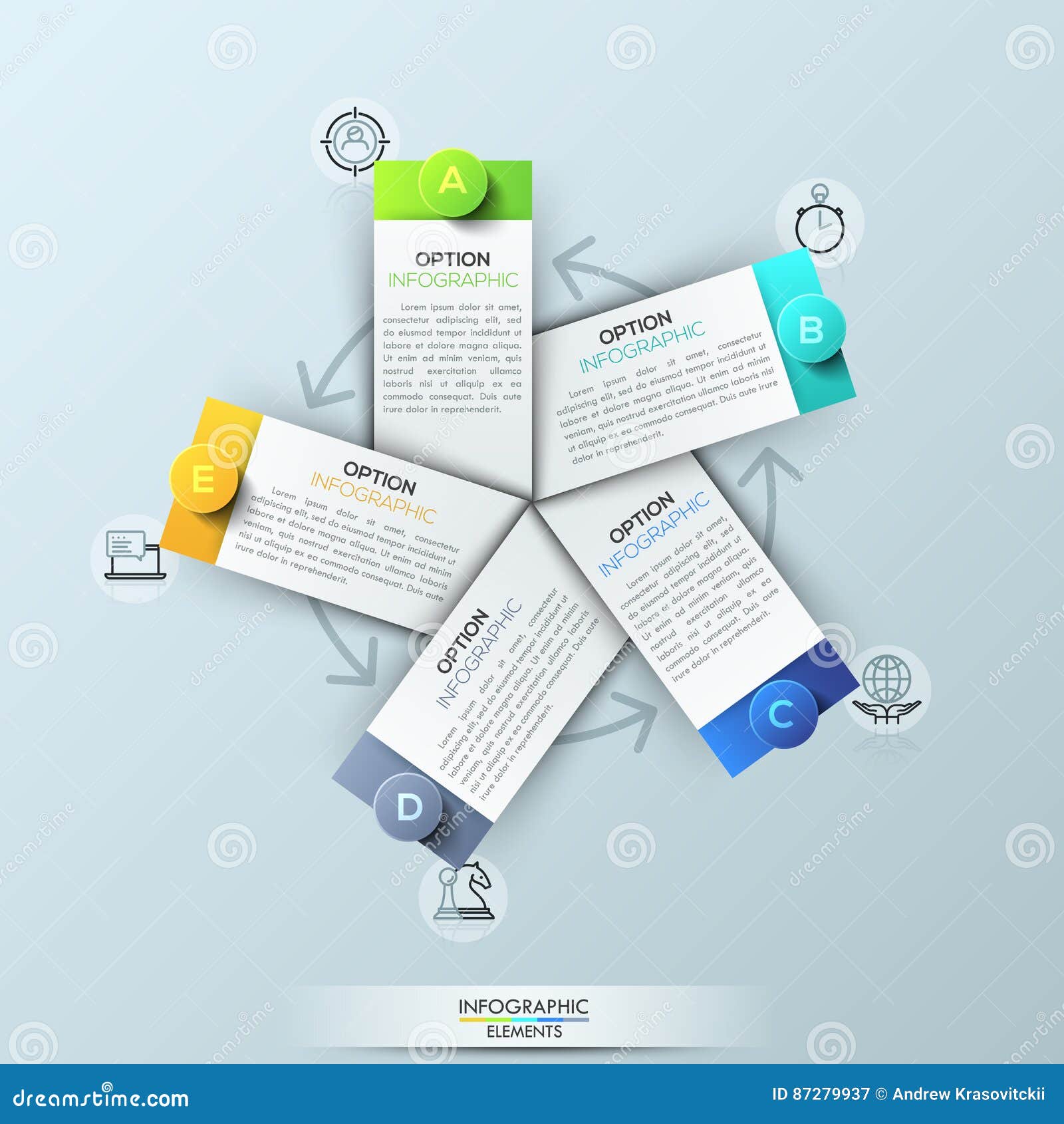 Infographic Design Template with 5 Rectangular Elements Stock Vector ...