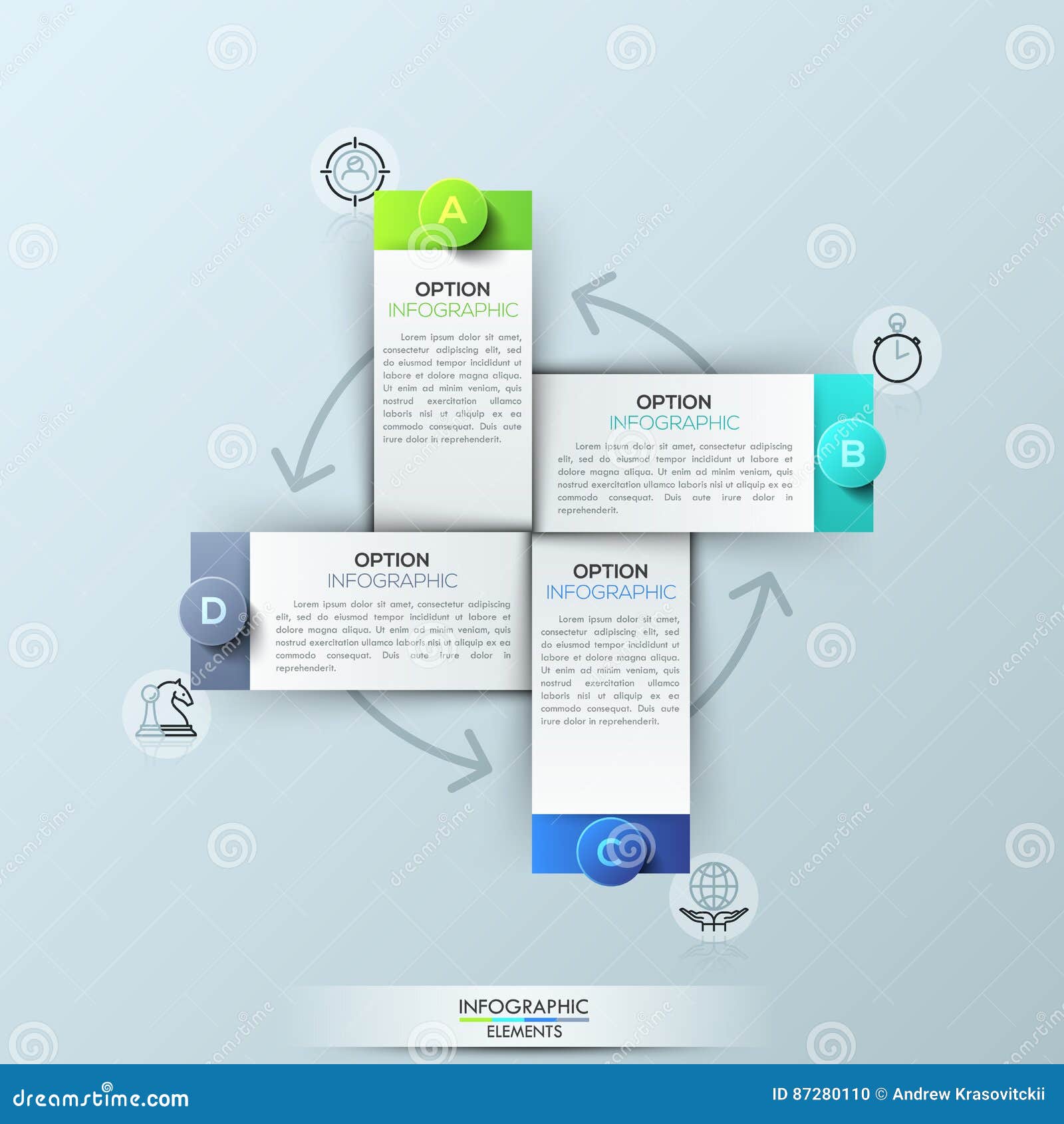 Infographic Design Template with 4 Rectangular Elements Stock Vector ...