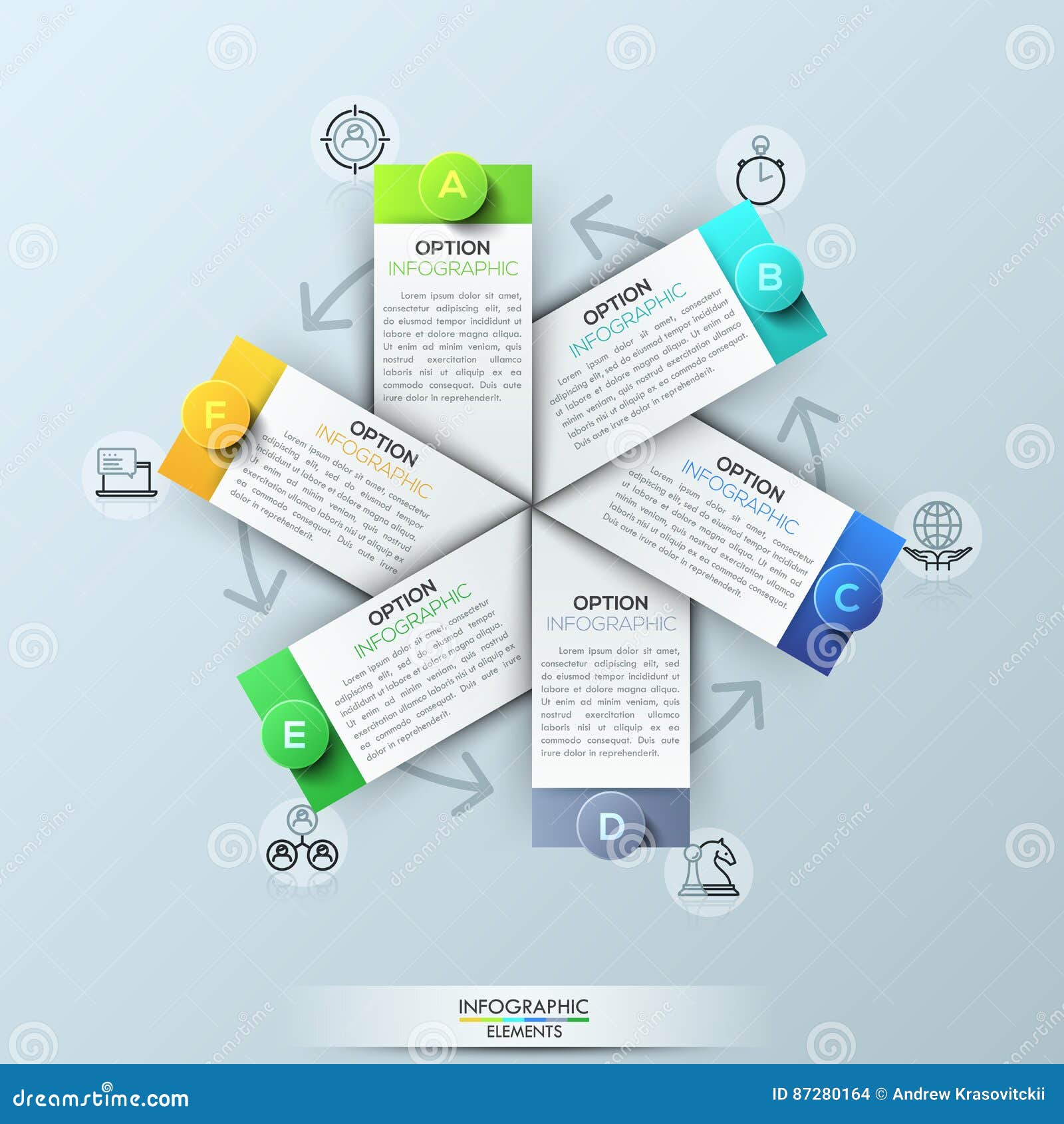 Infographic Design Template with 6 Rectangular Elements Stock Vector ...