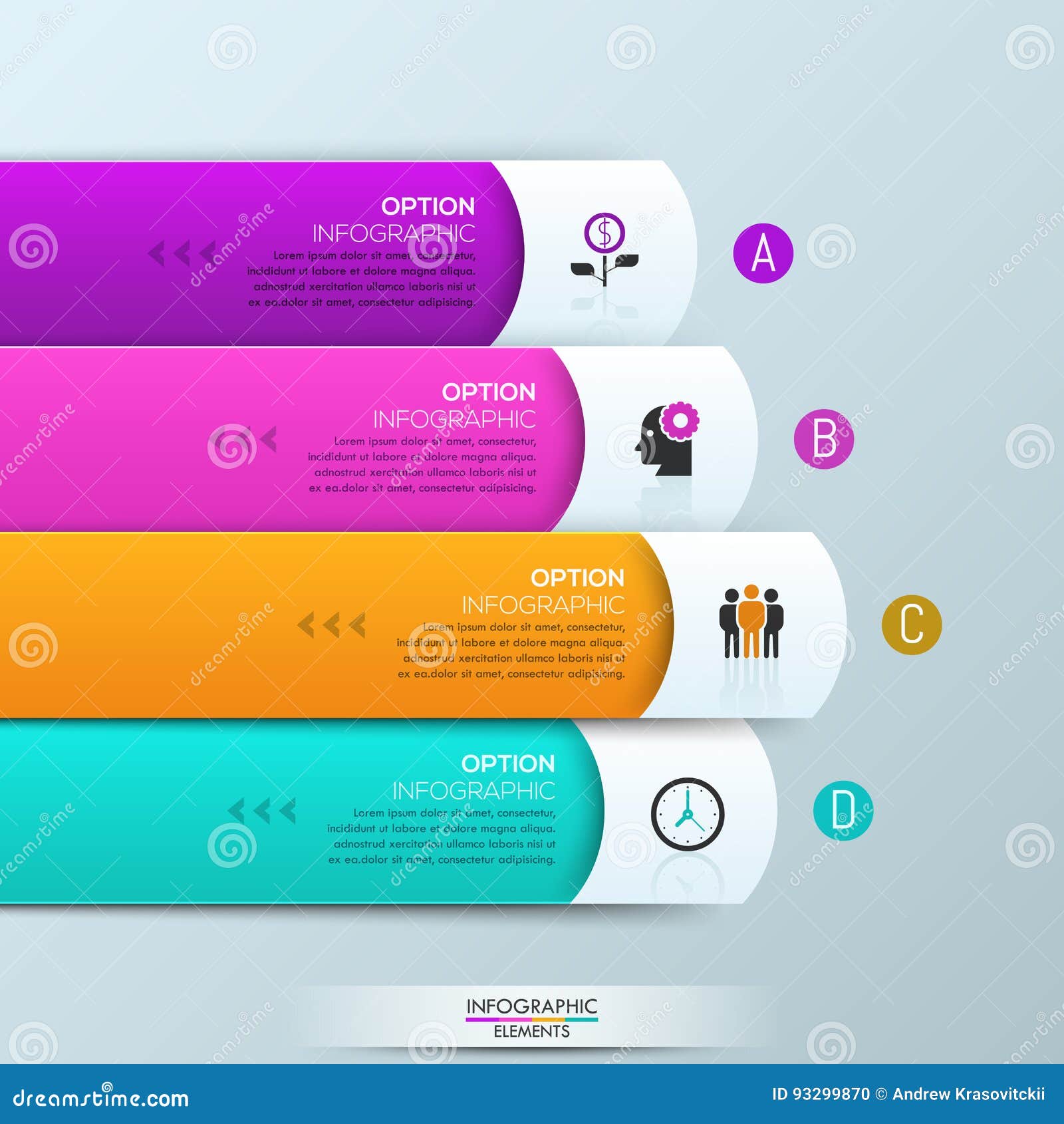 Infographic Design Template with 4 Rectangular Layers Stock Vector ...